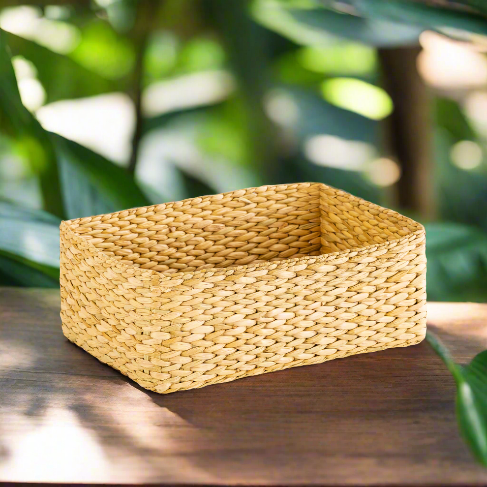 Seagrass Space Organizer, Water Hyacinth, Rectangular Hand Woven Box ...